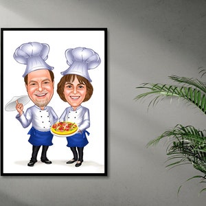 Personalized Chefs Couplecartoon Custom Caricature Chef Gift - Etsy