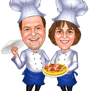 Personalized Chefs Couplecartoon Custom Caricature Chef Gift - Etsy