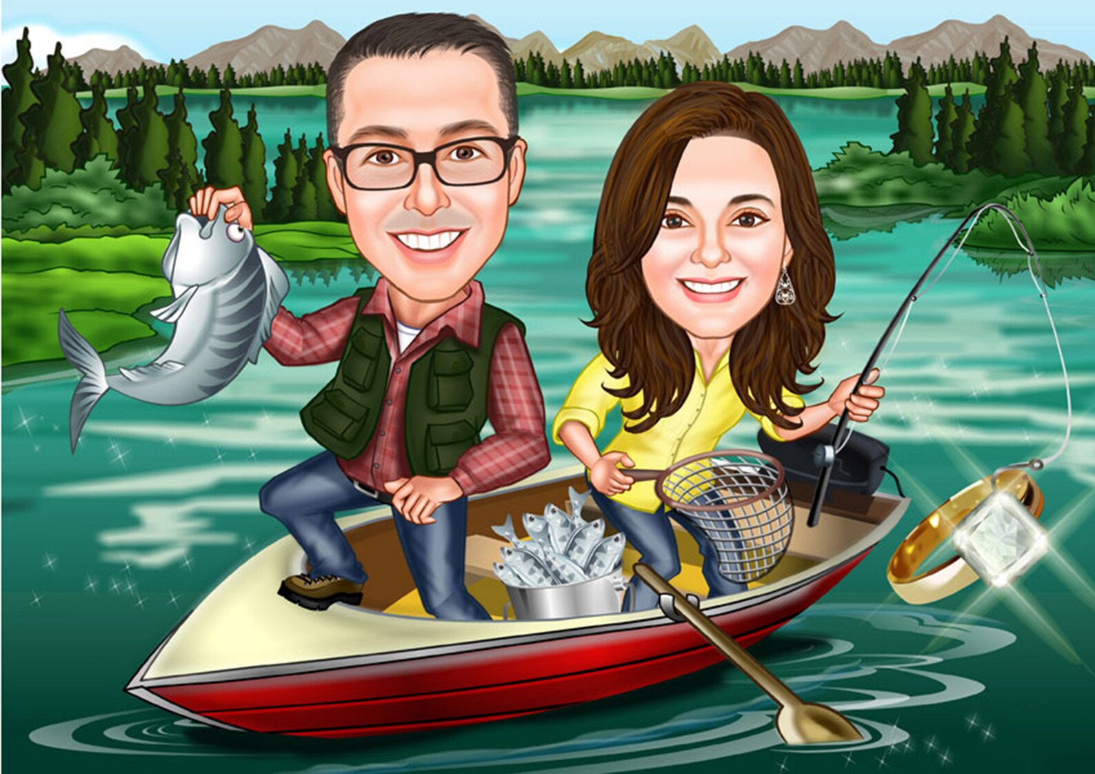 Personalized Cartoon Couple Custom Caricature Digital - Etsy