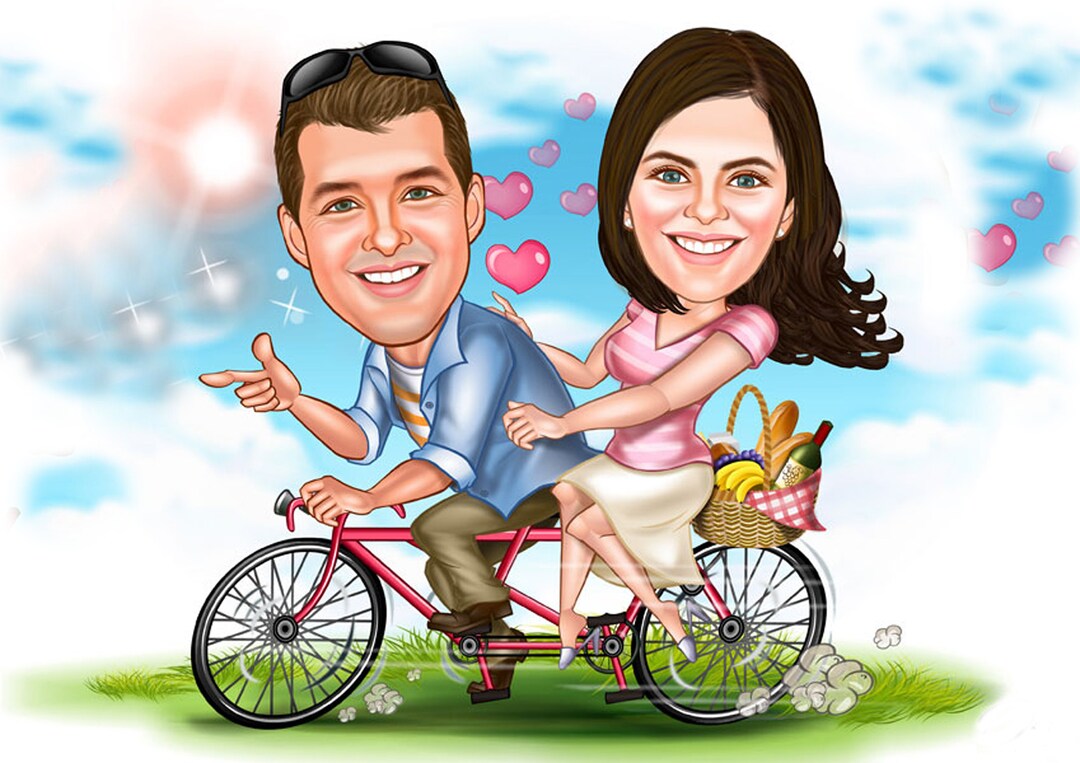 Personalized Cartoon Couple , Custom Caricature, Digital Caricature ...