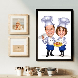 Personalized Chefs Couplecartoon Custom Caricature Chef Gift - Etsy