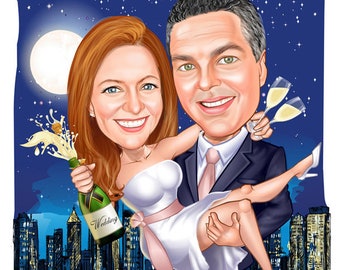 Personalized Married Couple Cartoon Custom Caricature Marriage - Etsy