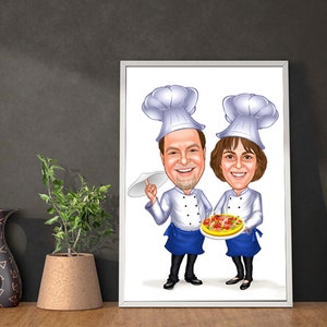 Personalized Chefs Couplecartoon Custom Caricature Chef Gift - Etsy