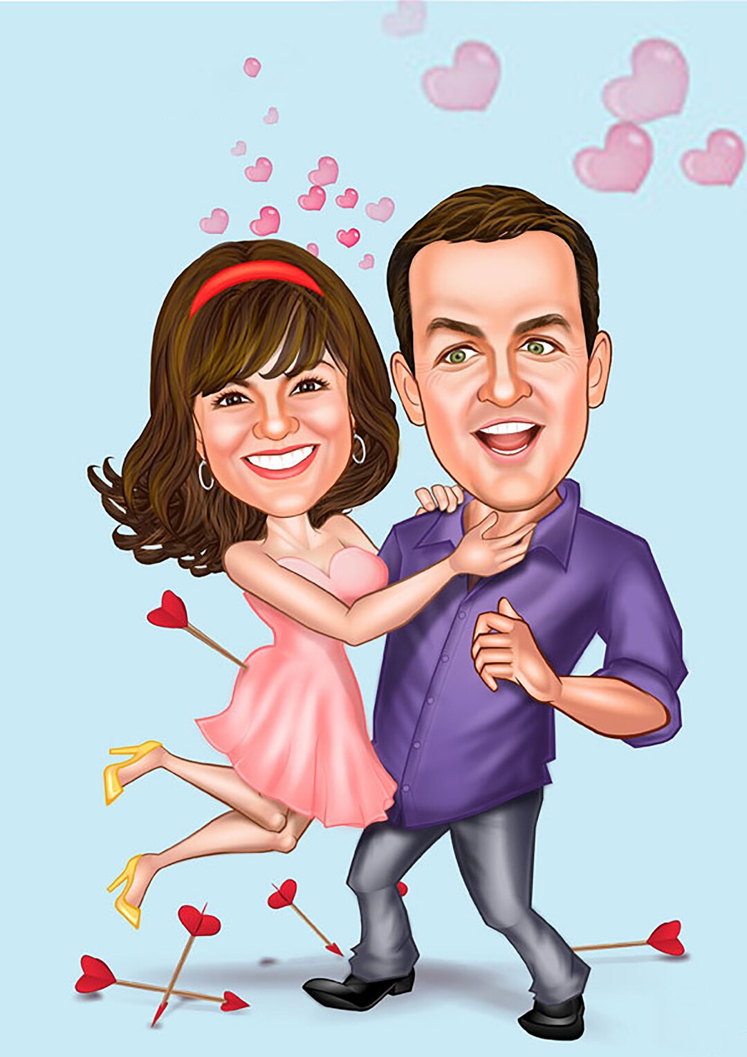Personalized Cartoon Couple , Custom Caricature, Digital Caricature ...