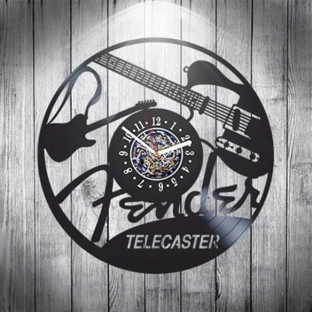Fender Telecaster Wall Clock Made From Vinyl Record, Unique Guitar ...