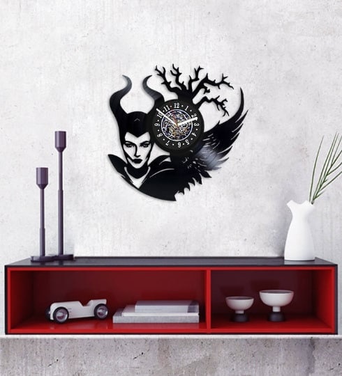 Maleficent Wall Clock Made From Vinyl Record, Original Room Decor ...