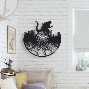 Movie Monsters Wall Clock Made From Vinyl Record, Unique Bedroom Wall ...
