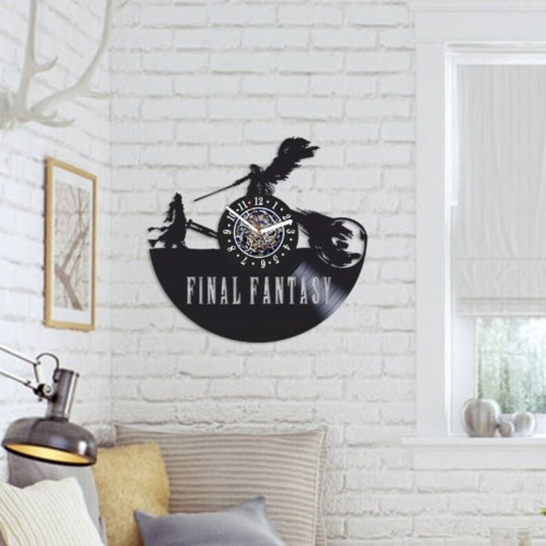 Final Fantasy Wall Clock Made From Vinyl Record, Unique Bedroom Wall ...