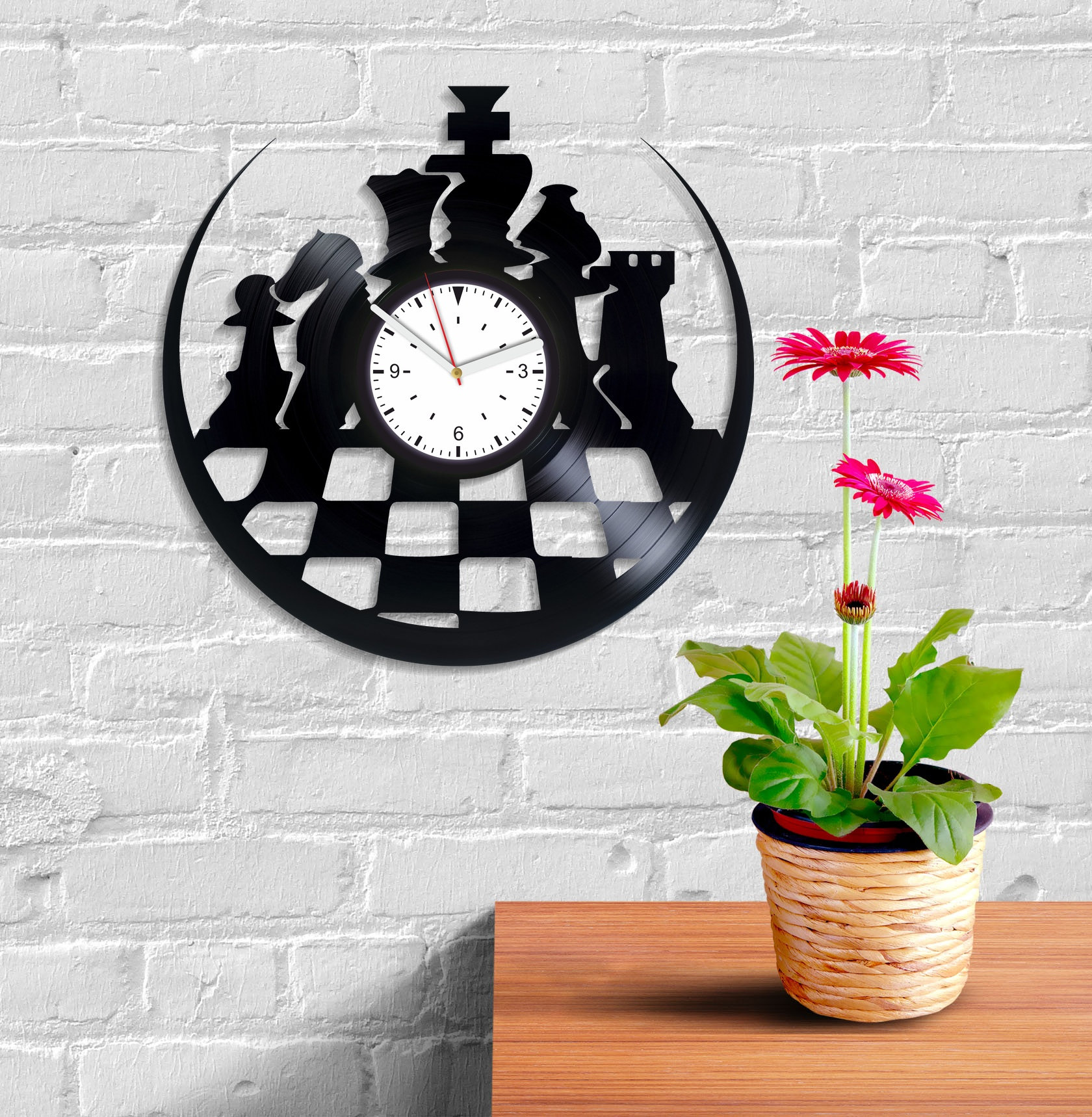 Chess Wall Clock Made From Vinyl Record, Unique Gift for Men, New Year ...