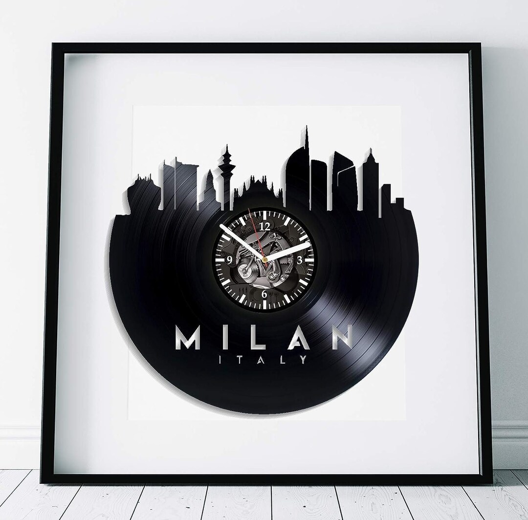 Milan Italy Vinyl Record Modern Clock Unique Art for Wall Silhuette ...