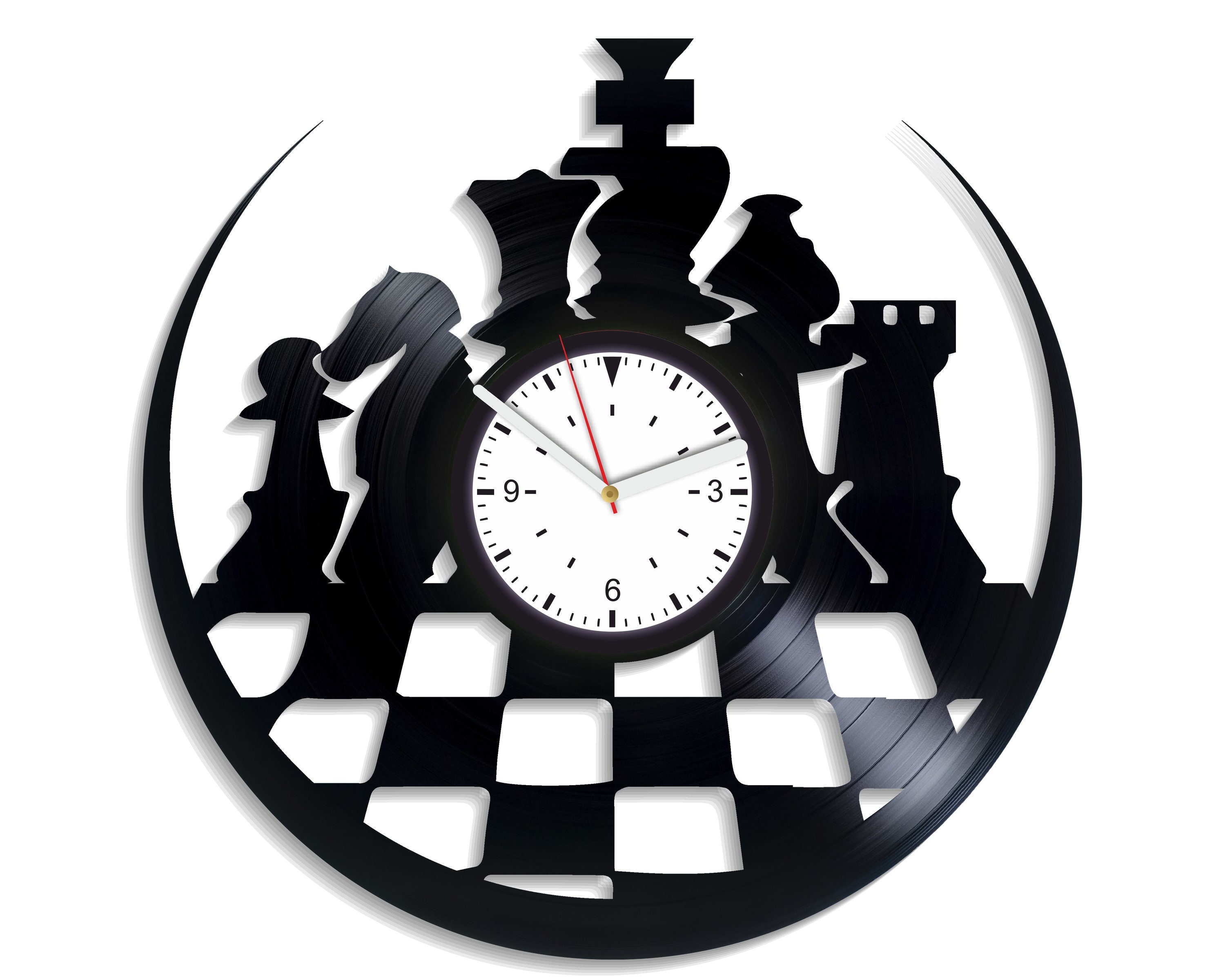 Chess Wall Clock Made From Vinyl Record, Unique Gift for Men, New Year ...