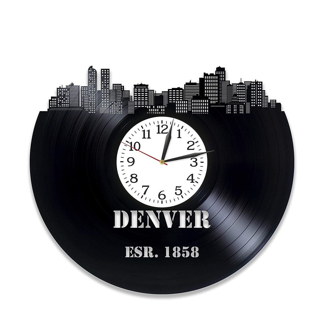 Denver Colorado Vinyl Record Original Clock City Skyline Wall Art ...