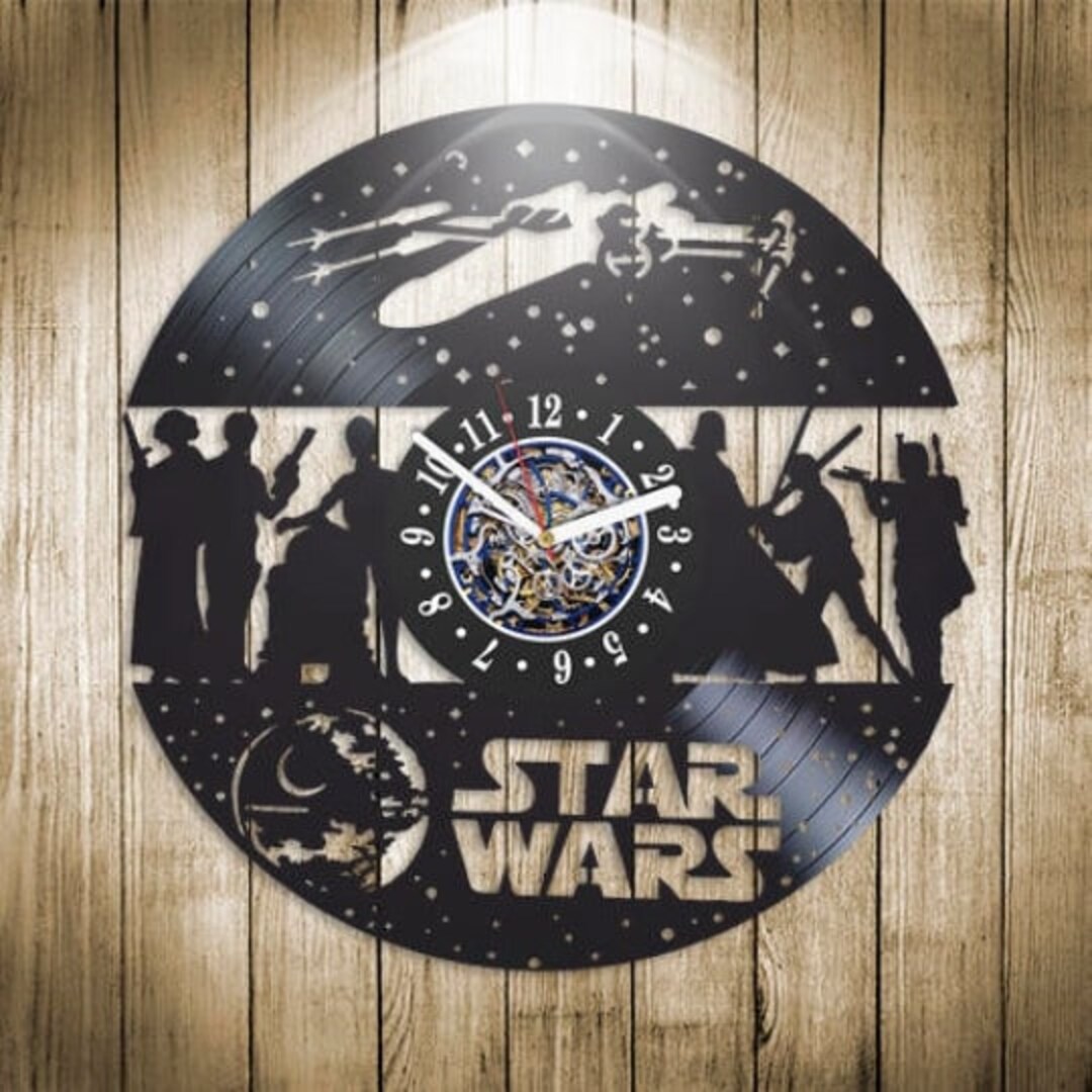 Star Wars Wall Clock Made From Vinyl Record, Movie Decor for Living Room, New Home Gift for Men ...