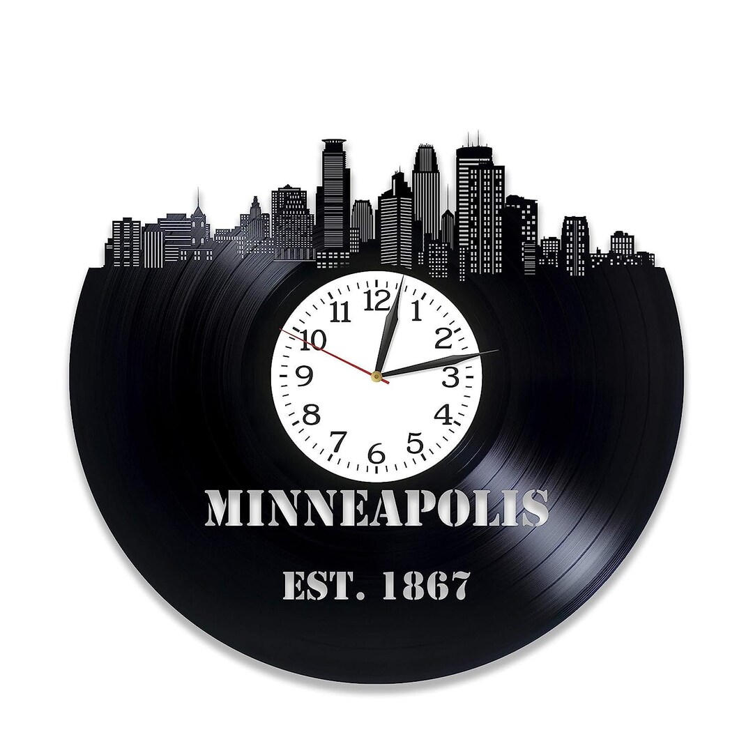 Minneapolis Minnesota Vinyl Record Clock Cities Decor for Bedroom World ...