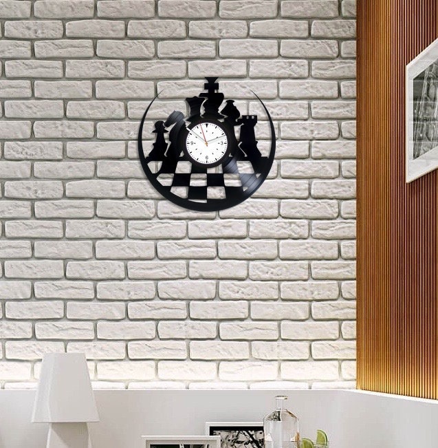 Chess Wall Clock Made From Vinyl Record, Unique Gift for Men, New Year ...