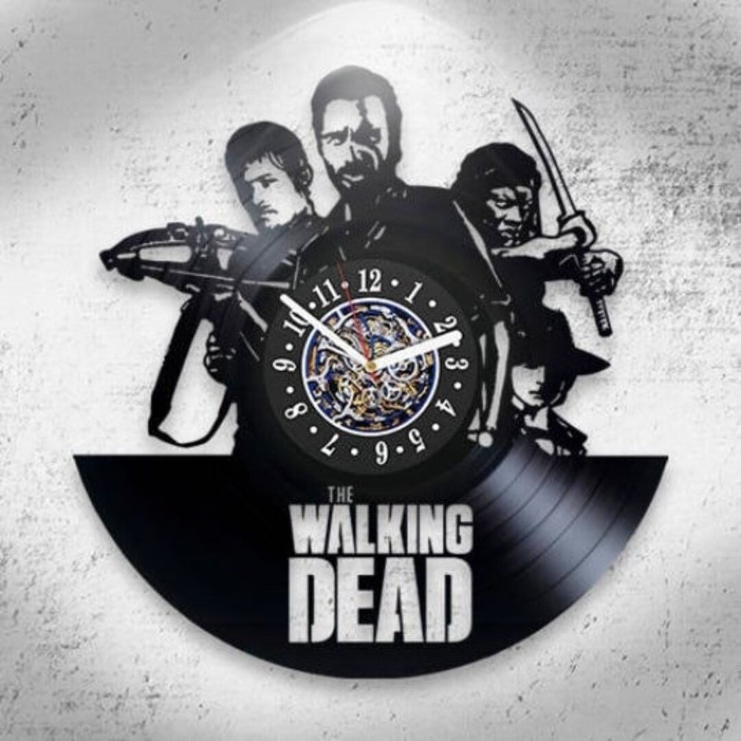 Walking Dead Wall Clock Made From Vinyl Record, Horror Movie Decor ...