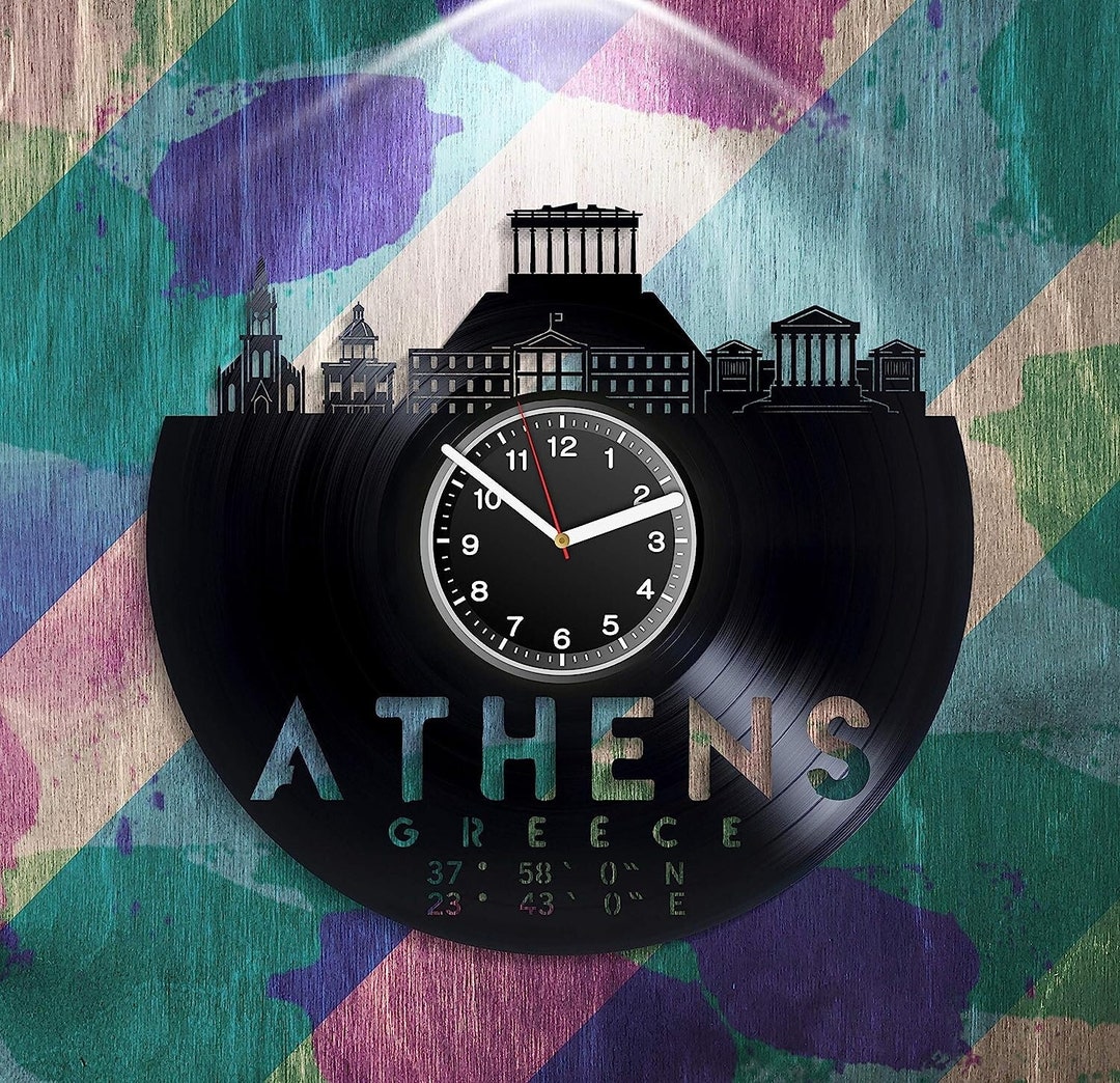 Athens Greece Vinyl Record Wall Clock Travel Lover Gift Cities Wall ...