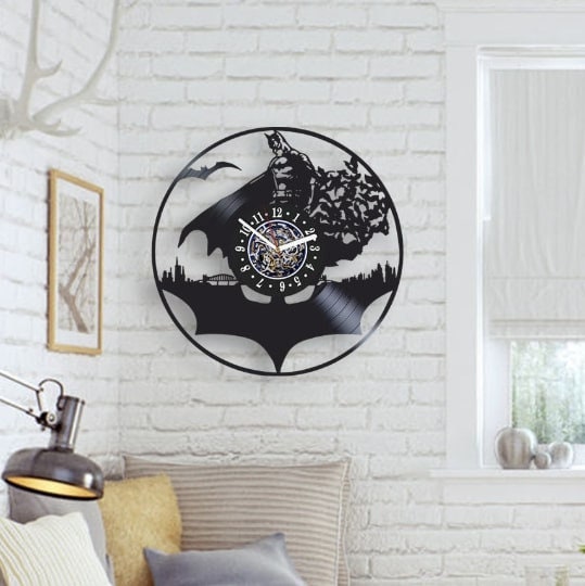 Superhero Comics Wall Clock Made From Vinyl Record, Modern Wall Hanging ...