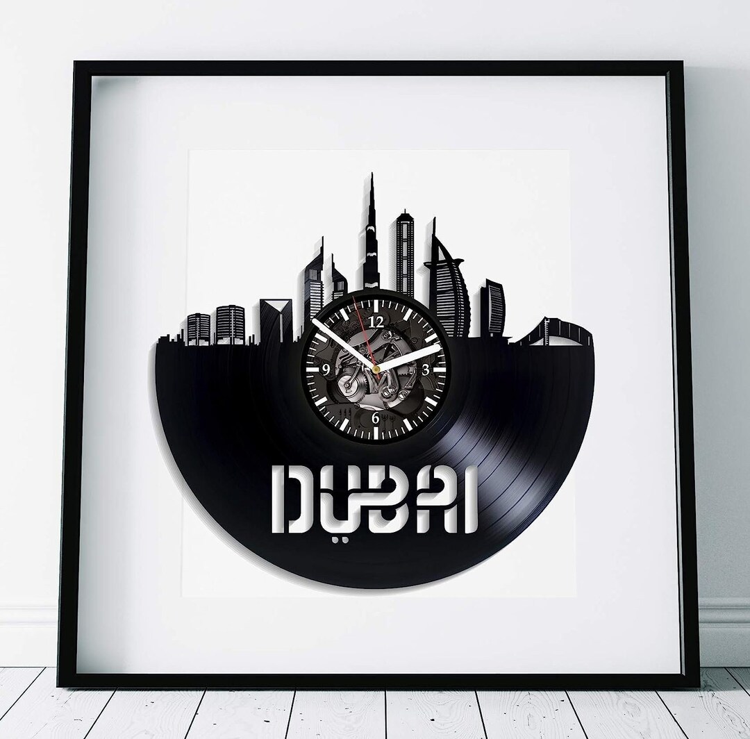 Dubai Vinyl Record Modern Clock Travel Cities Wall Art Decor World ...