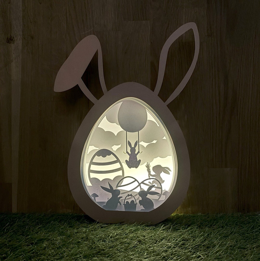 Easter Bunny Paper Lantern - DIY Paper Lantern Shadow Box SVG Digital ...