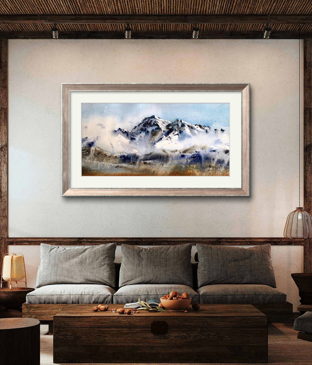 Scenic Mountain Panorama Print - Clouds Canvas Art for House Decoration ...