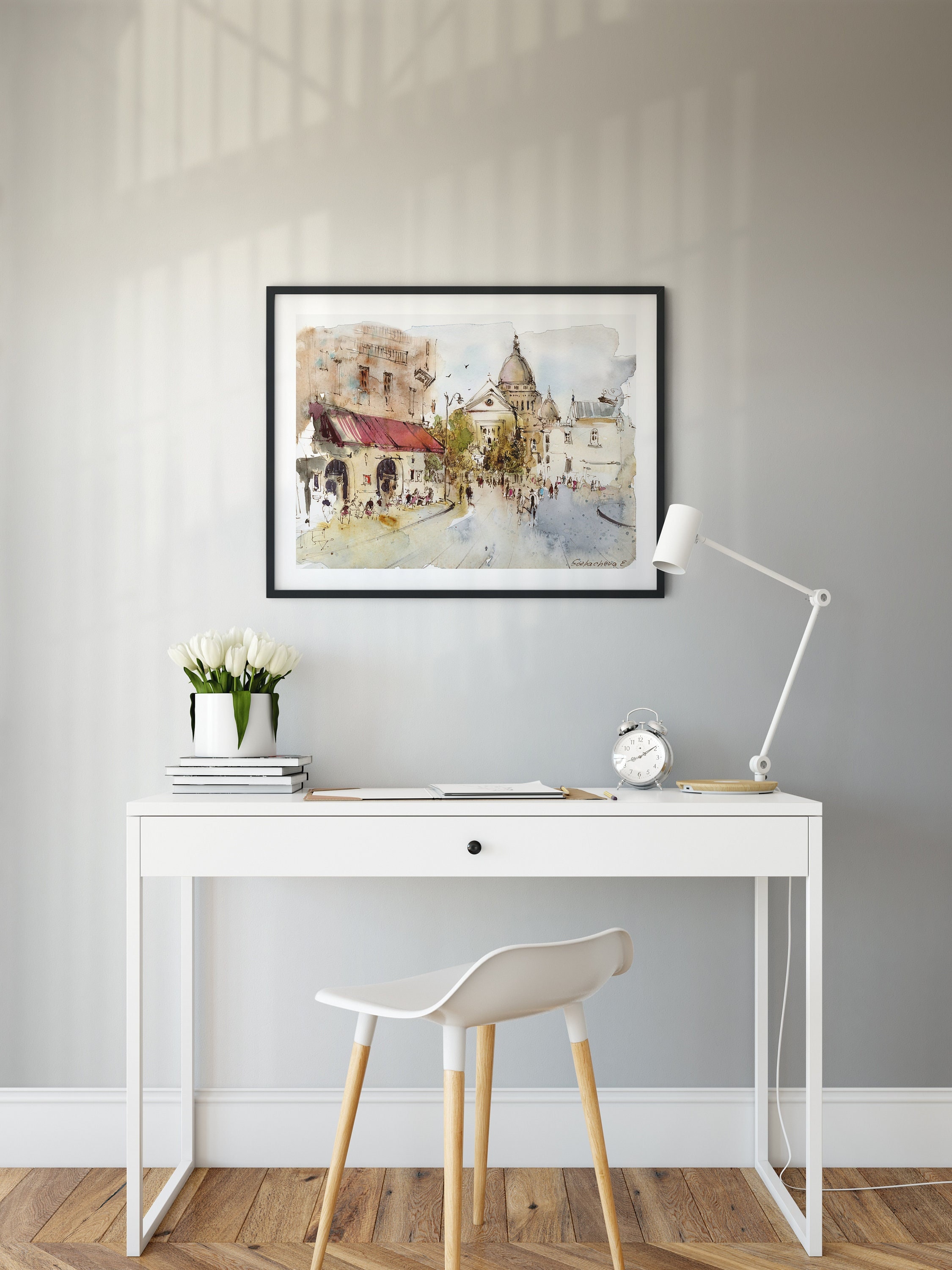 Paris Montmartre Watercolor Art Print: French Architecture Wall Decor ...