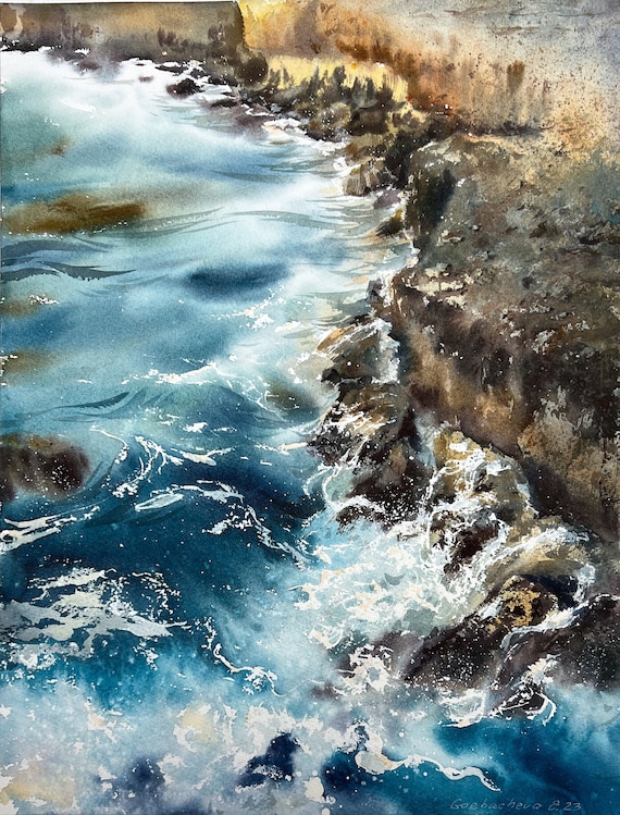 Abstract Watercolor Artwork River Waves