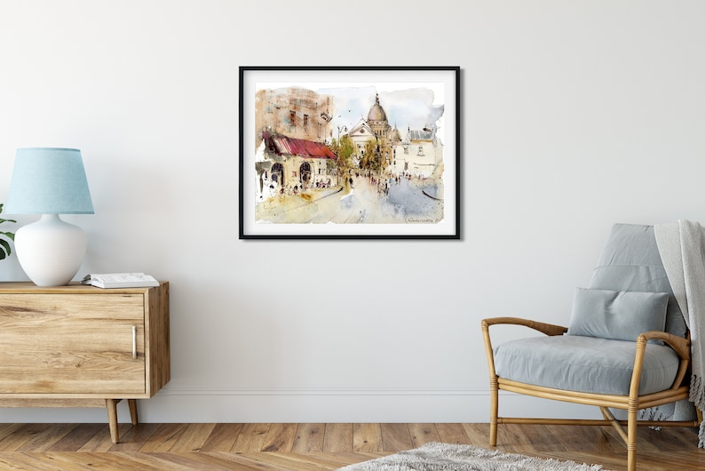 Paris Montmartre Watercolor Art Print: French Architecture Wall Decor ...
