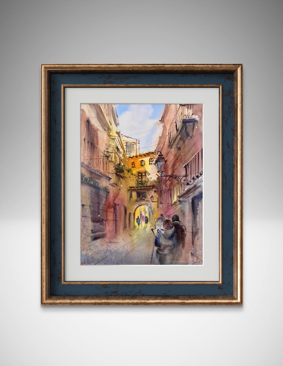 Original Valencia Alley Watercolor Painting, Spanish Cityscape Art ...