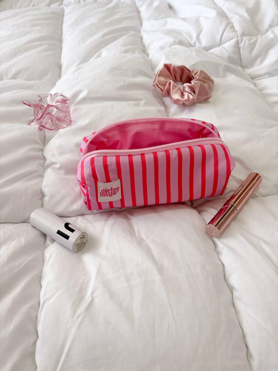 Pink Striped Pencil Case Waterproof Pencil Holder : Handmade Zipper ...