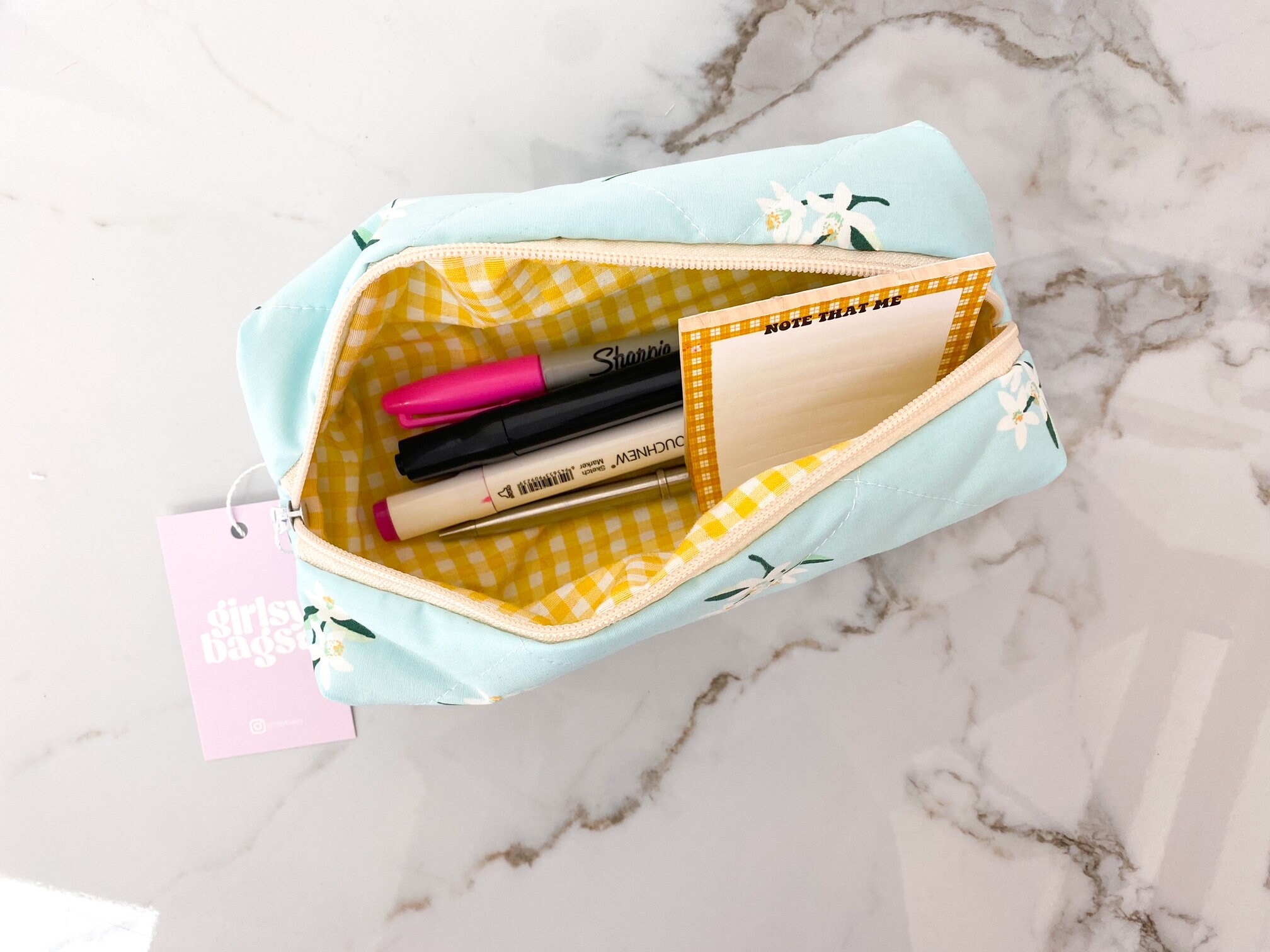 Turquoise Pencil Case Blue Quilted Pencil Case Small Pencil Case ...