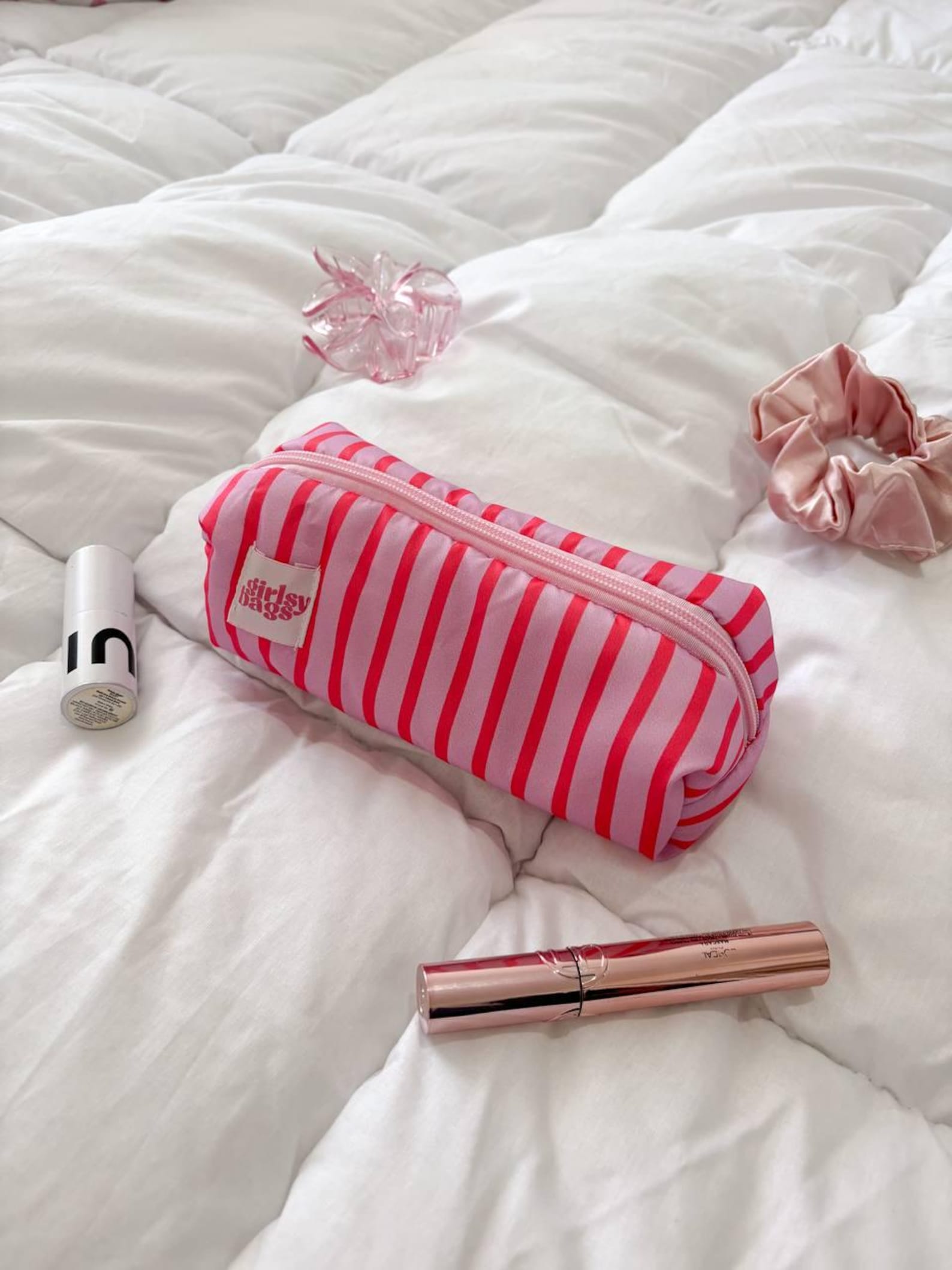 Pink Striped Pencil Case Waterproof Pencil Holder : Handmade Zipper ...