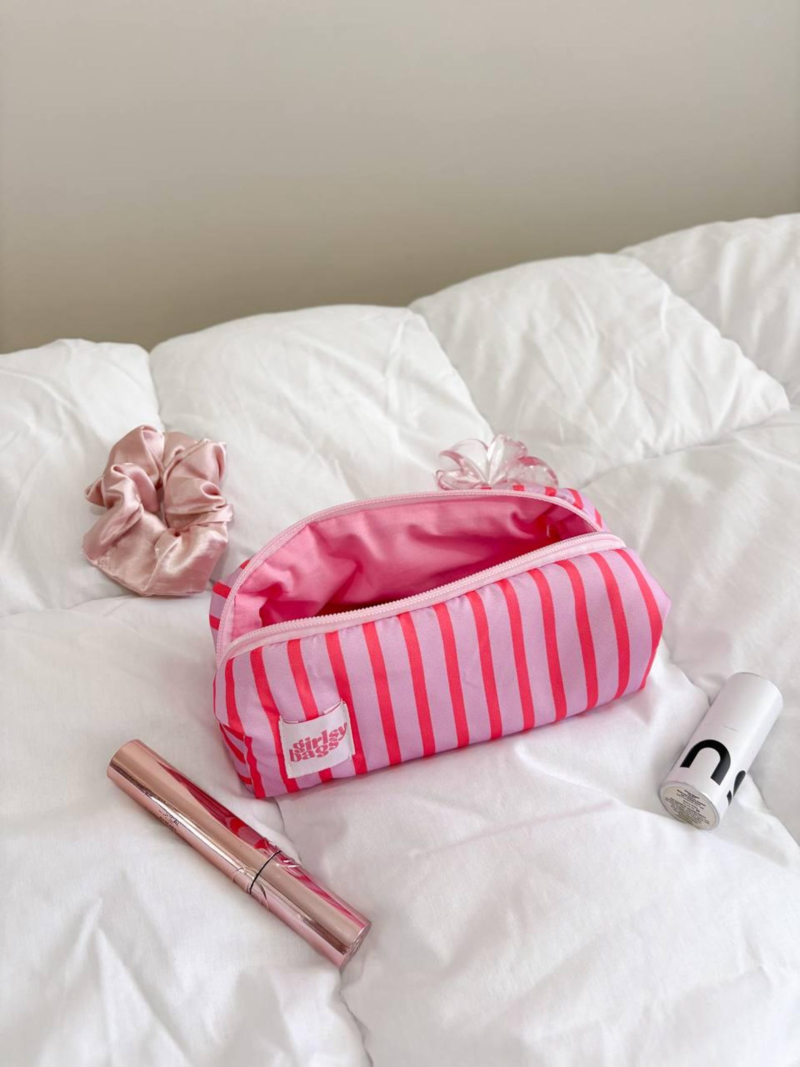 Pink Striped Pencil Case Waterproof Pencil Holder : Handmade Zipper ...