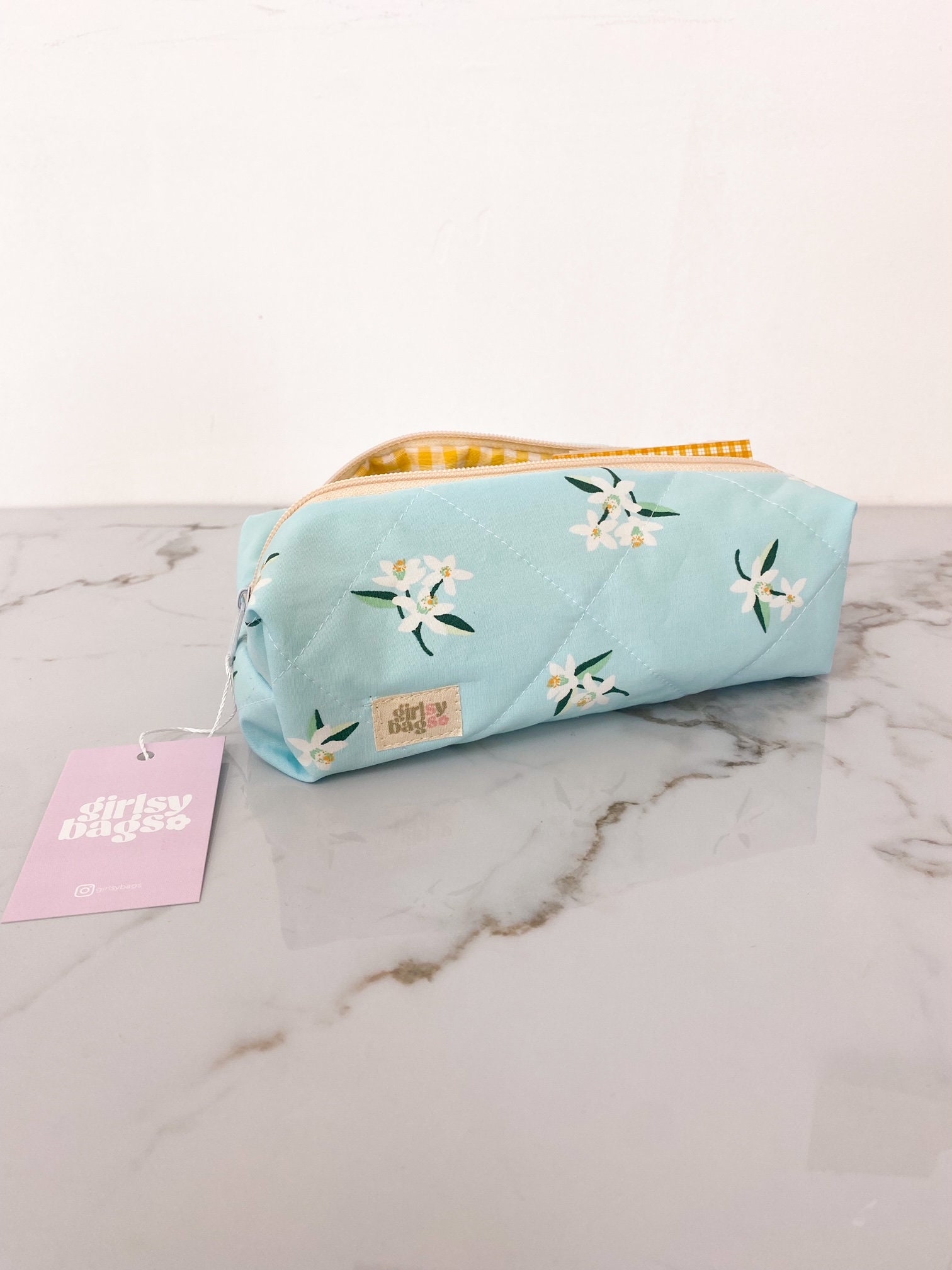 Turquoise Pencil Case Blue Quilted Pencil Case Small Pencil Case ...
