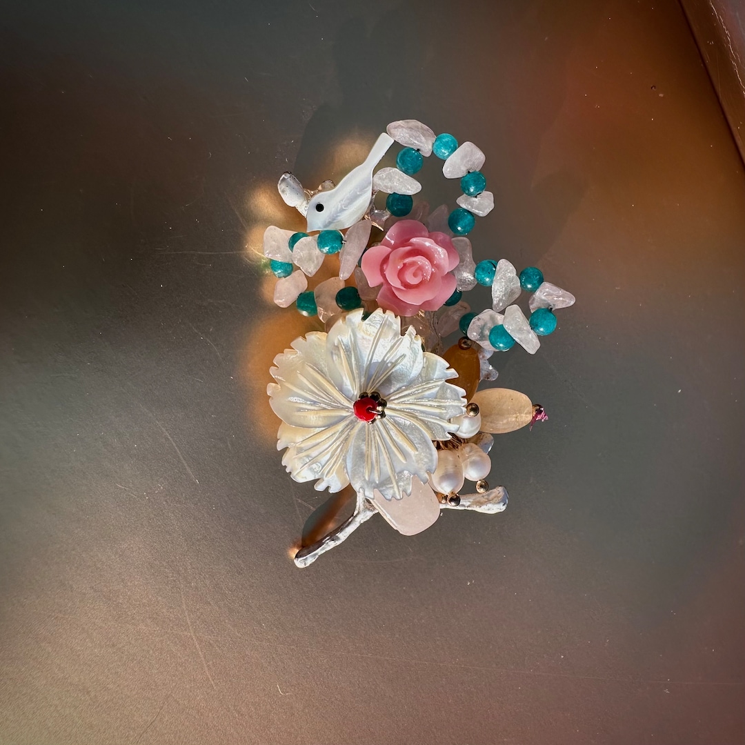 Broche En Forme De Fleur En Nacre Broche De Fleur Broche Bouquet Broche ...