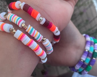 Two Pack Preppy Clay Bead Bracelet and Pearl Bracelet Stack - Etsy