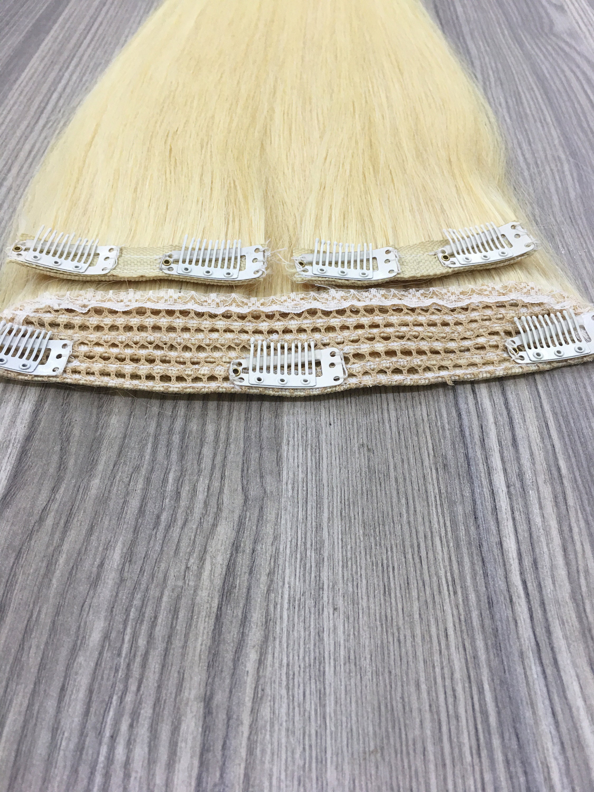 Natural Uzbek Human Blonde Wefted Clip-in Hair 55 Cm-22 Inch / 70 Cm-28 ...