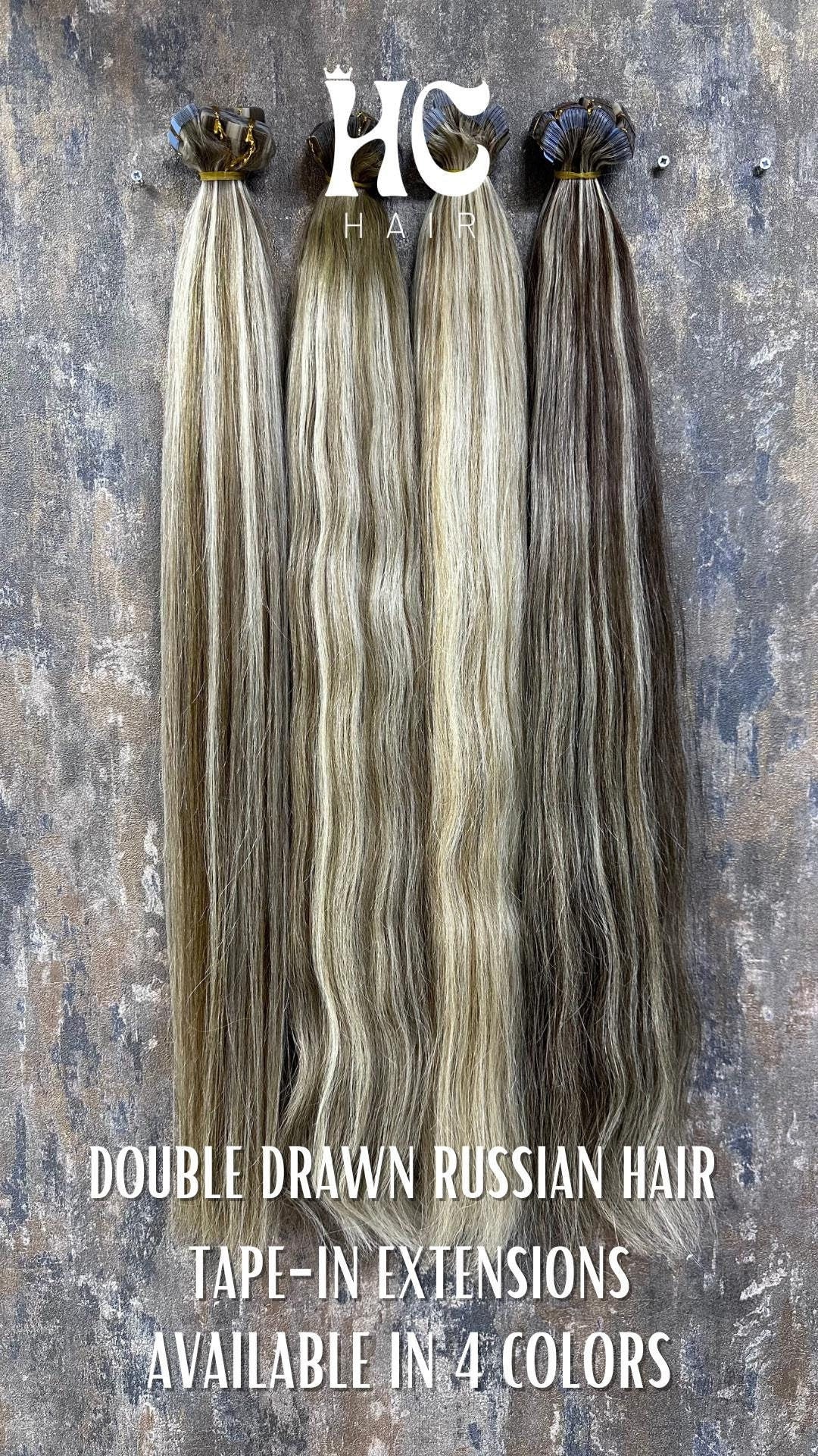 Premium Slavic Russian Human Hair Tape-in Extensions 4 Colors Available ...