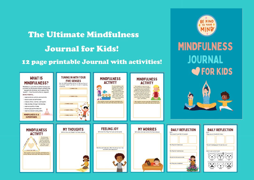 12 Page Mindfulness Journal for Kids, Children, Printable, Mental ...