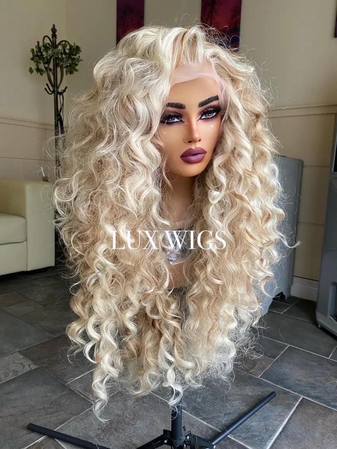 Sharon. Wild Perm Blonde Lace Front Wig. 28 Inches Long. Thick Curly ...