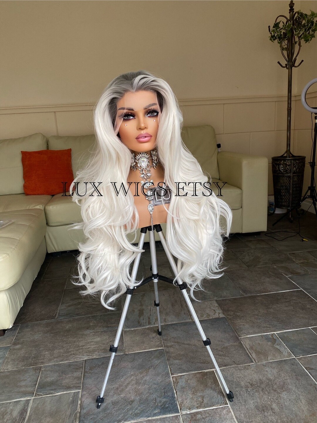 Cassandra Platinum Blonde Lace Front Wig. Thick Wig With Loose Curls ...