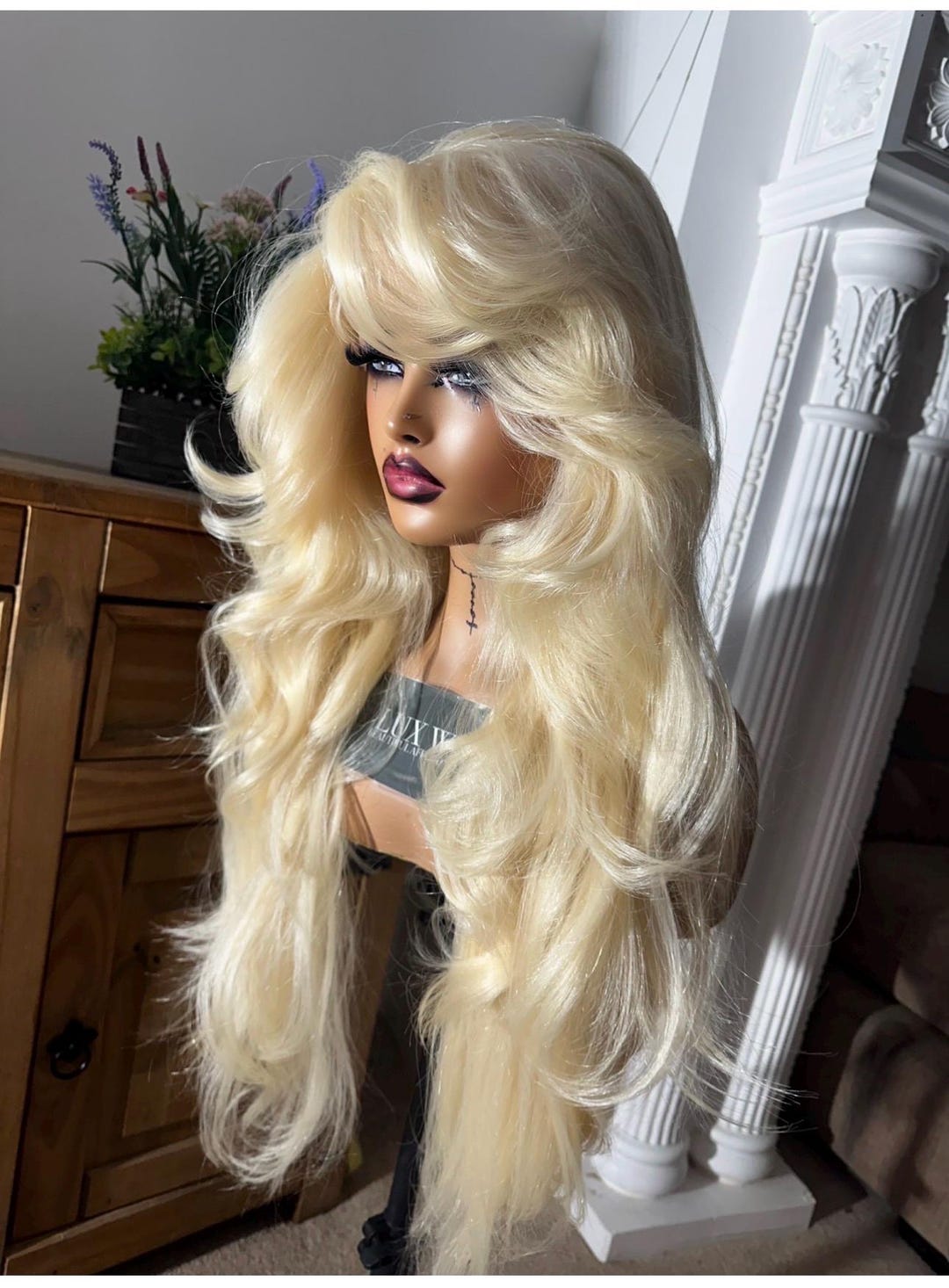 Stephanie. Blonde T Part Lace Front Wig – Human Hair Blend Synthetic ...