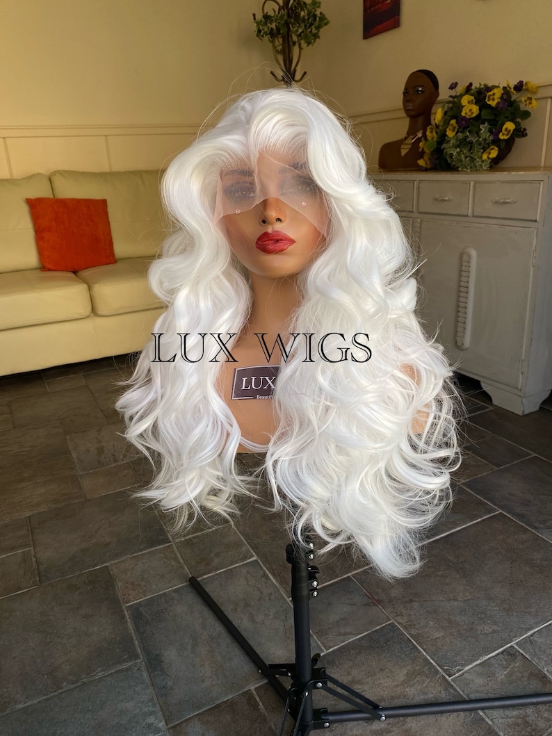 Sandy White Curly Lace Front Wig Wavy And Long White Blonde 27