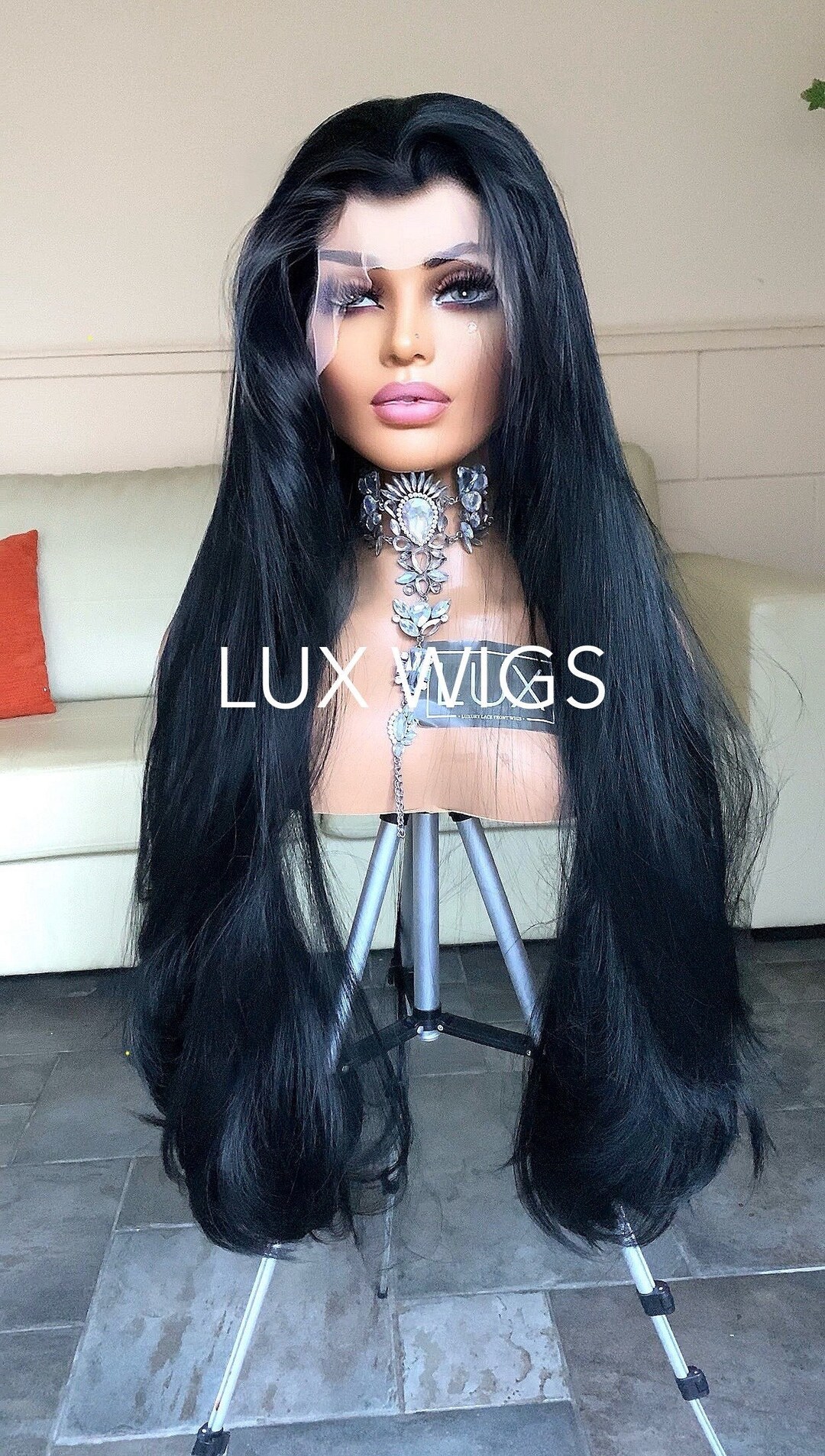 Jet. 30 Straight Jet Black Lace Front Wig, Thick and Very Long - Etsy