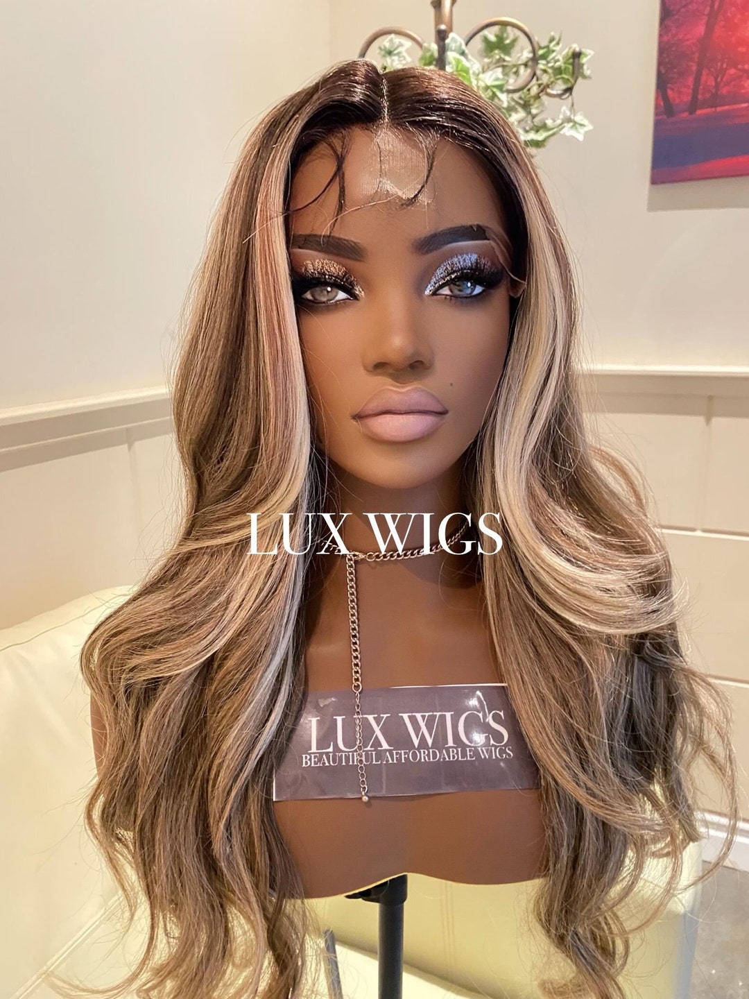 Monica. Wavy Balayage Blonde Lace Front Wig. Balayage Wig. T Part Lace ...
