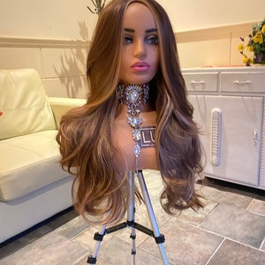 Zara. 26 Inch Dark Brown Wig With Blonde Highlights. Cheap Fun Wig. Cosplay Wig. - Etsy