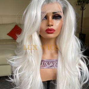 Cassandra. Platinum Blonde Lace Front Wig. Thick Blonde Wig. Grey Roots ...