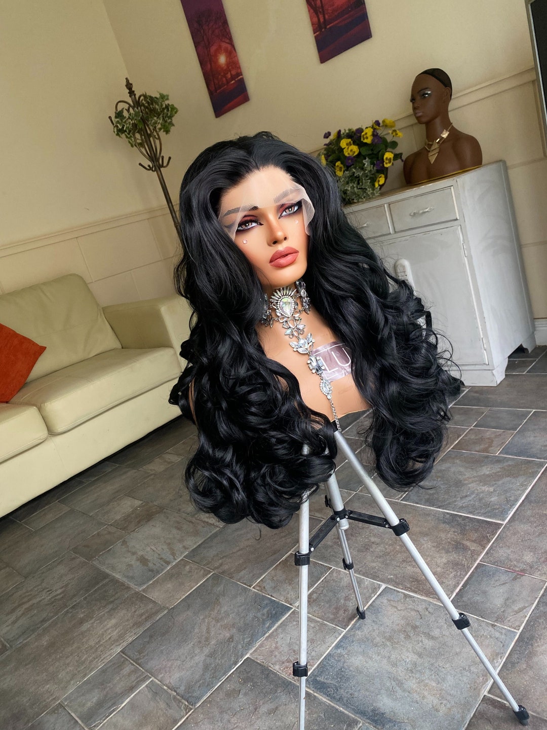Brianna. Black Lace Front Wig. Thick 26 Inch Long Wig. Beautiful ...