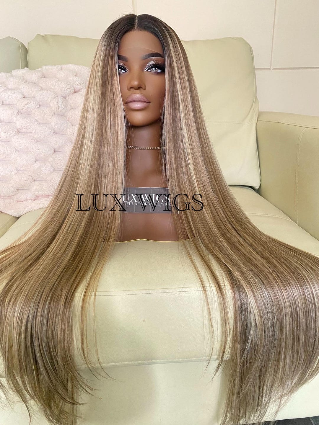 Jennifer. Blonde Balayage Wig. Blonde Wig Dark and Medium Brown T Part ...