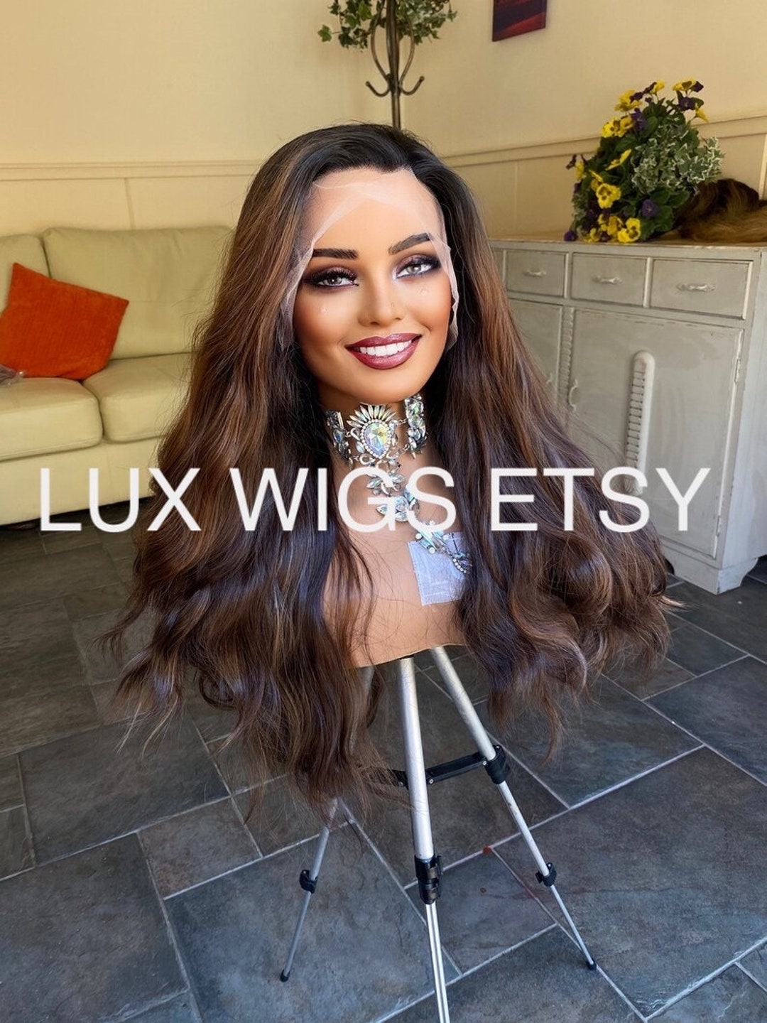 Molly. Brown Lace Front Wig. 24 Inch Long Wig. Dark Brown Wig. Natural ...